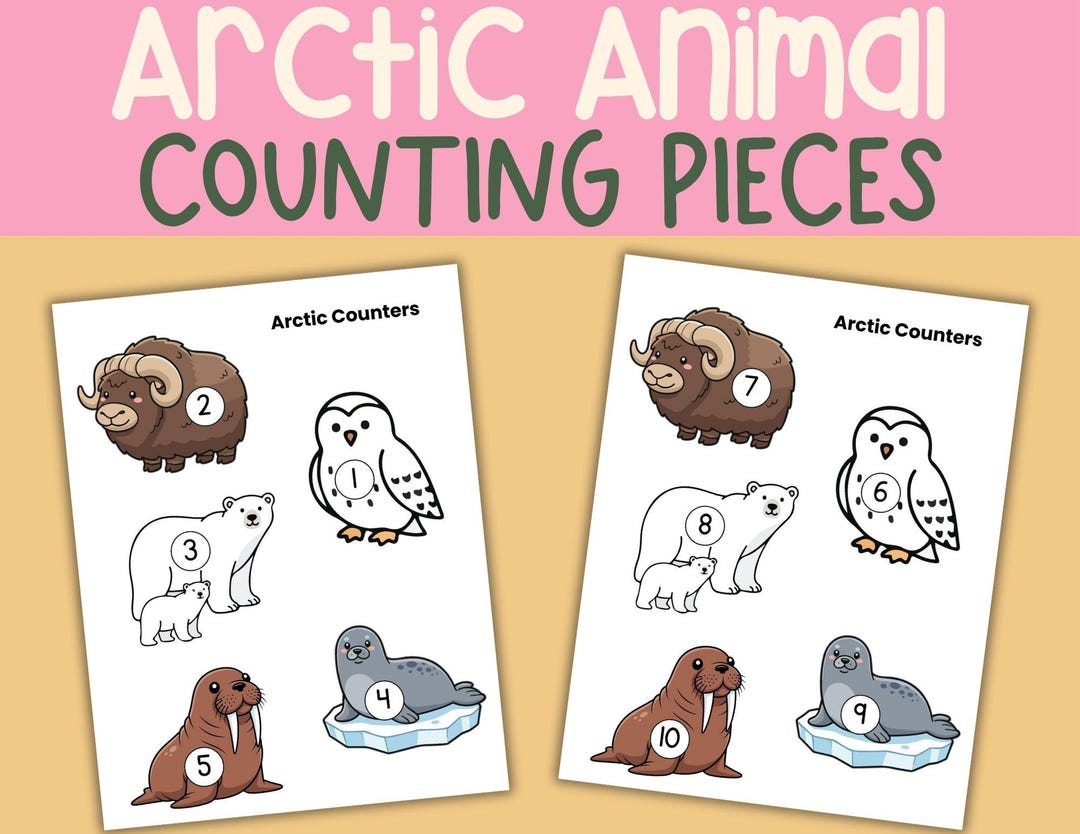 Arctic Animal Counting Pieces Math Manipulatives 1-30 (printable PDF ...