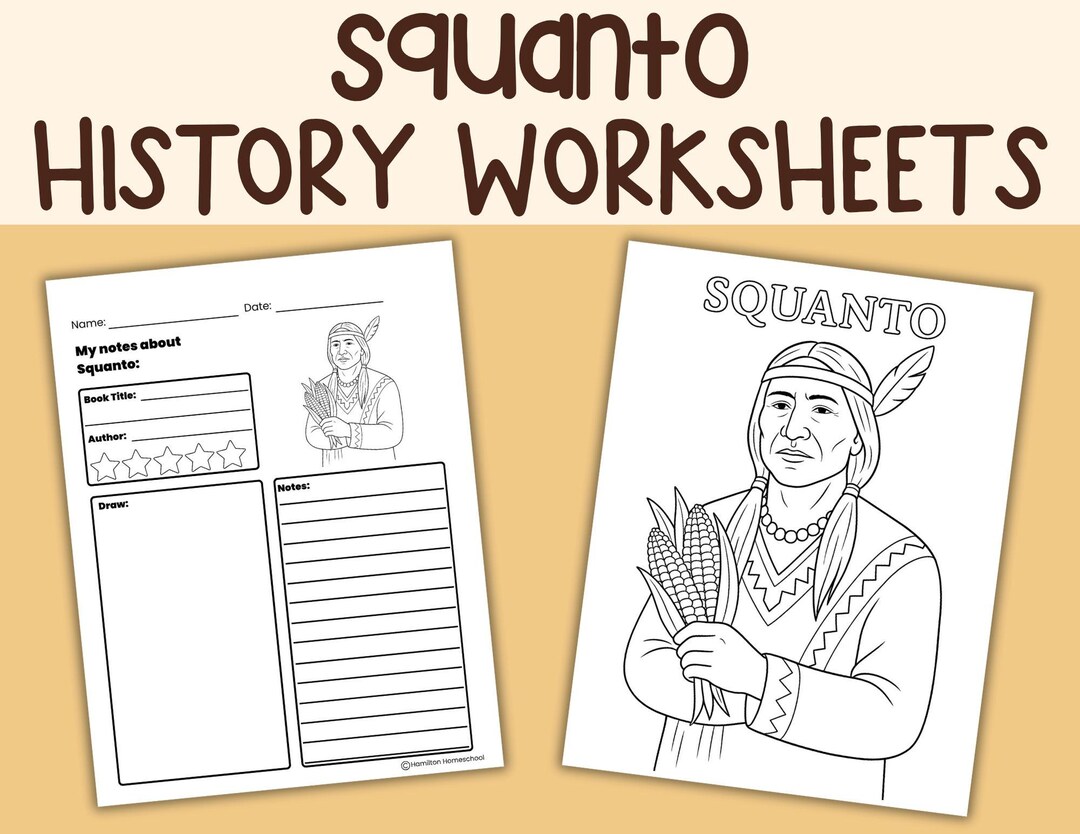 Squanto Worksheets and Note Pages Native American Homeschool History - Etsy