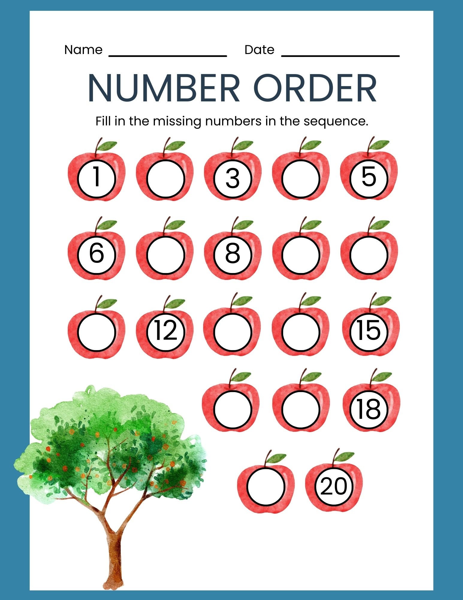 Kindergarten Numbers Workbook Forest Theme Math Counting Activity Book ...
