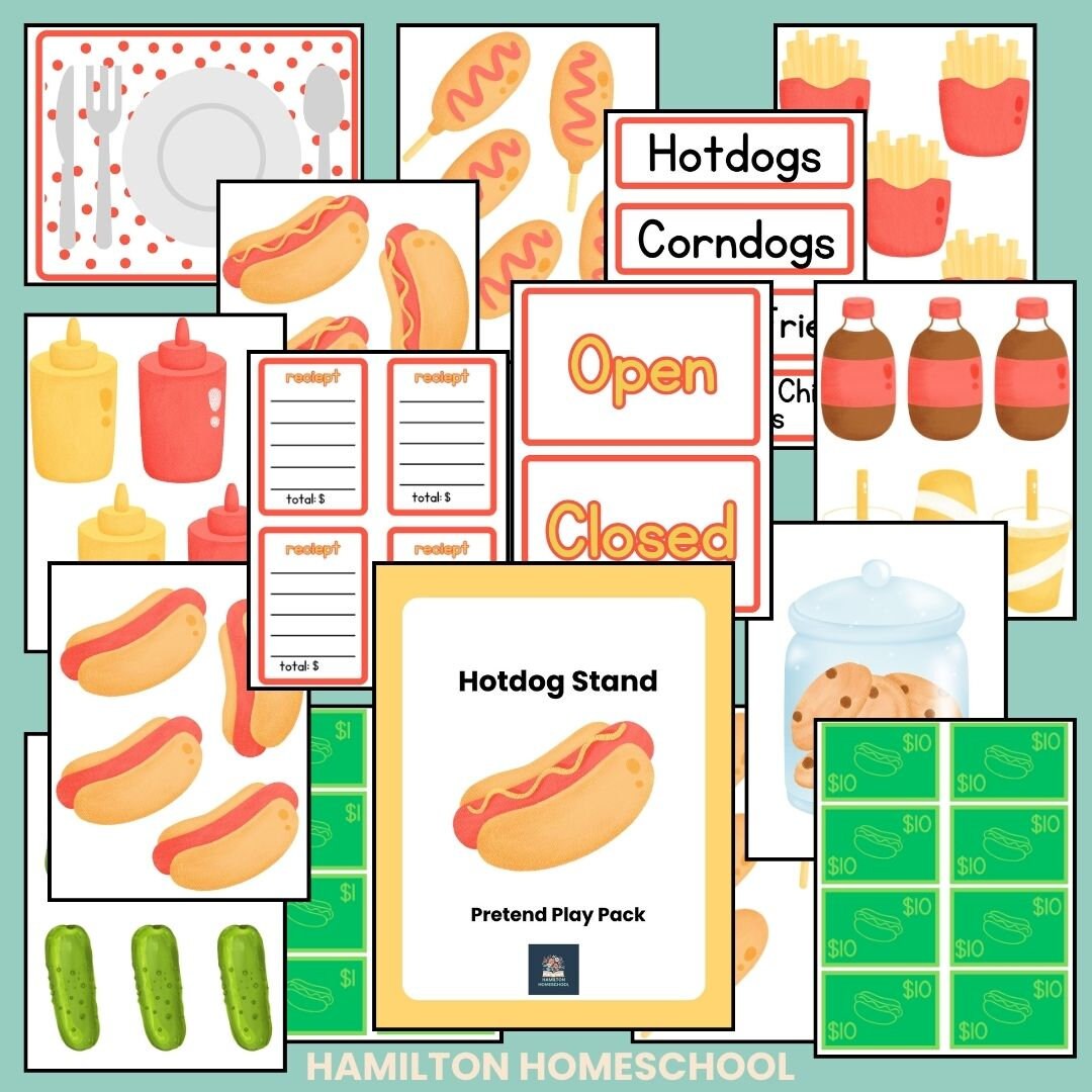 Hotdog Stand Dramatic Play Pretend Hot Dog Shop Printables Play Money ...