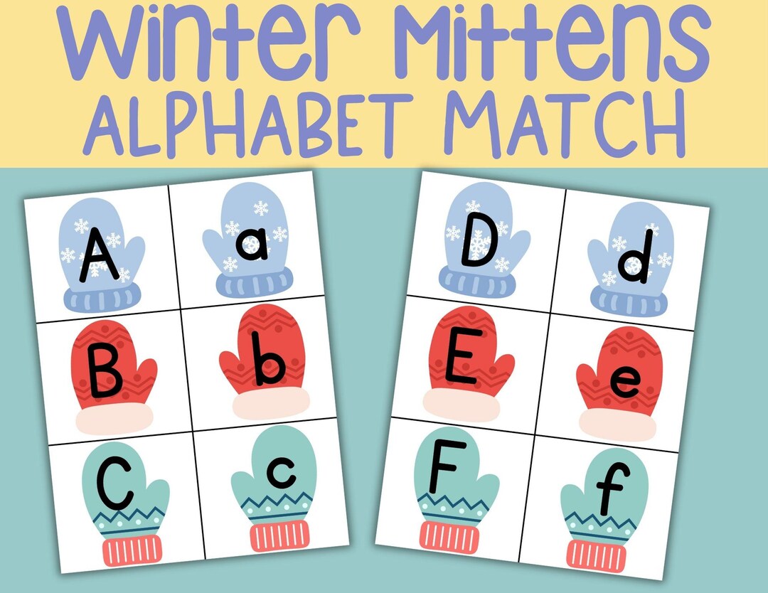 Winter Mitten Alphabet Matching Game: Upper & Lower Case Letters - Etsy