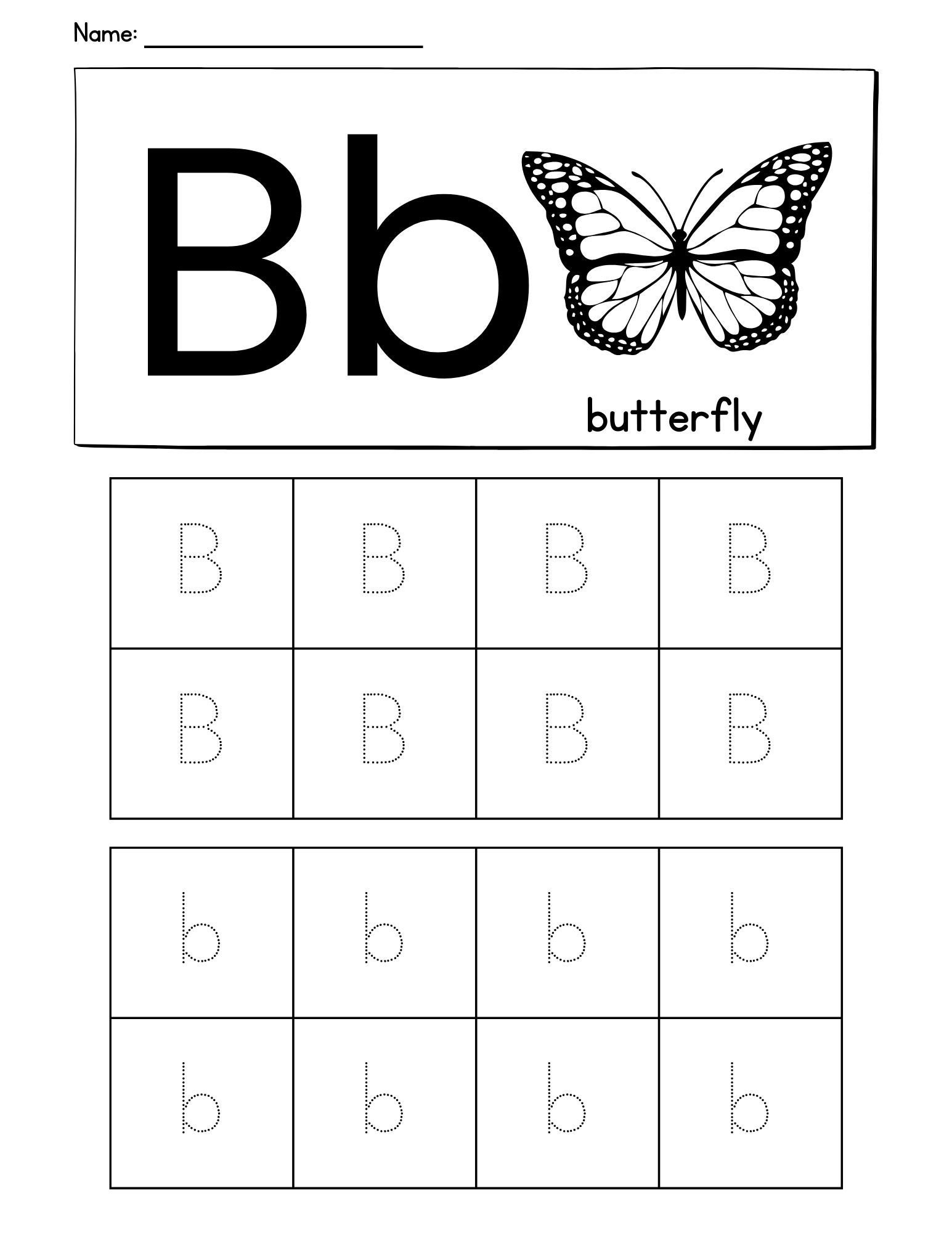 Butterfly Preschool Activity Sheets B is for Butterfly Pre-k Workbook ...