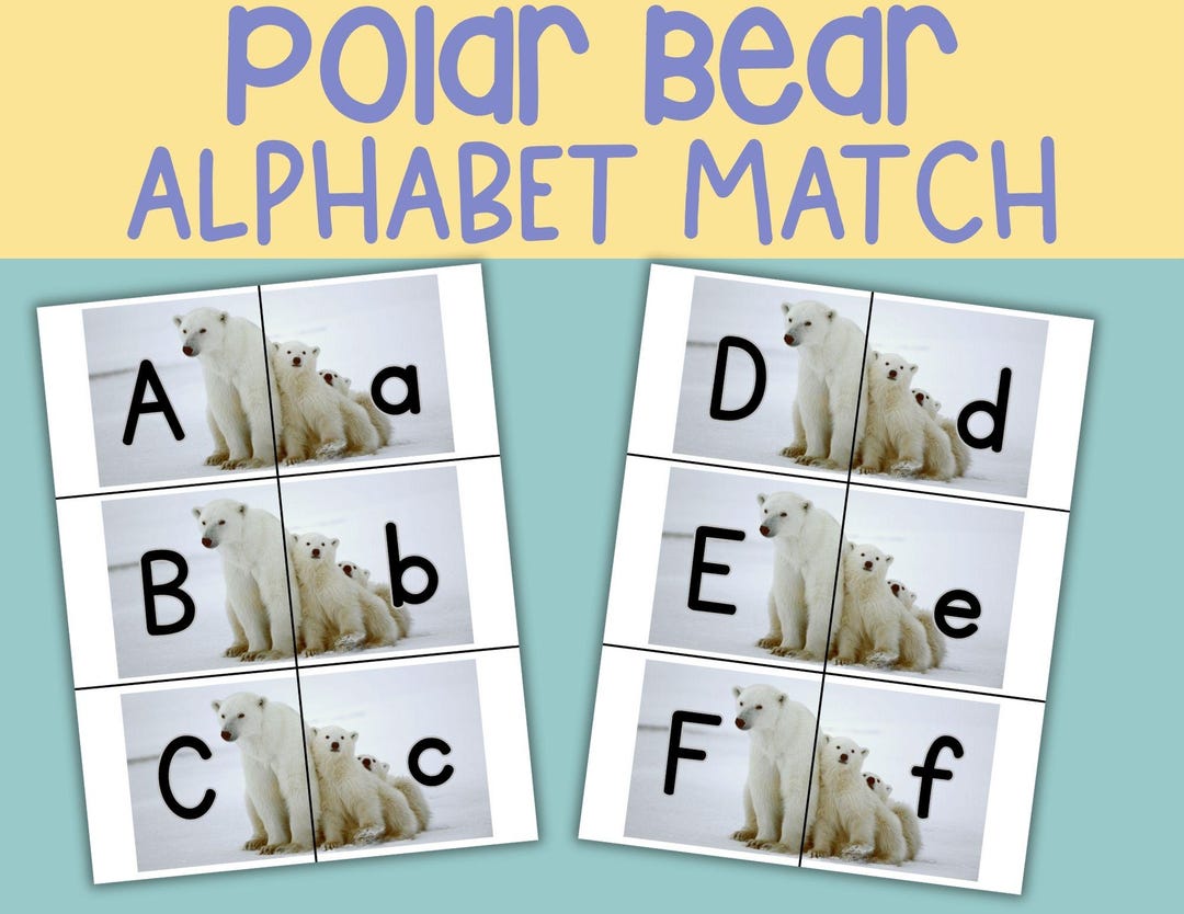 Polar Bear Alphabet Matching Game: ABC Learning Cards Montessori - Etsy