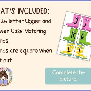 Rain Boot Alphabet Match Game: Spring Preschool Activity (digital ...