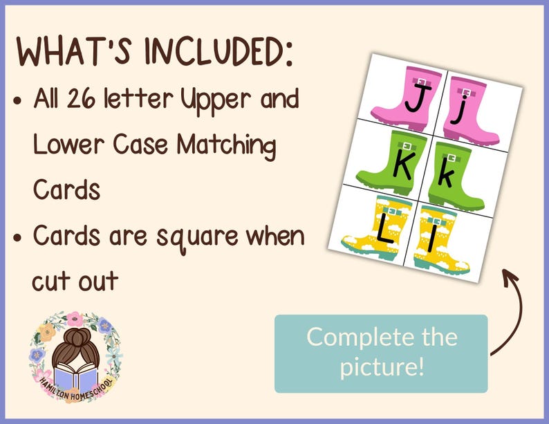 Rain Boot Alphabet Match Game: Spring Preschool Activity (digital ...