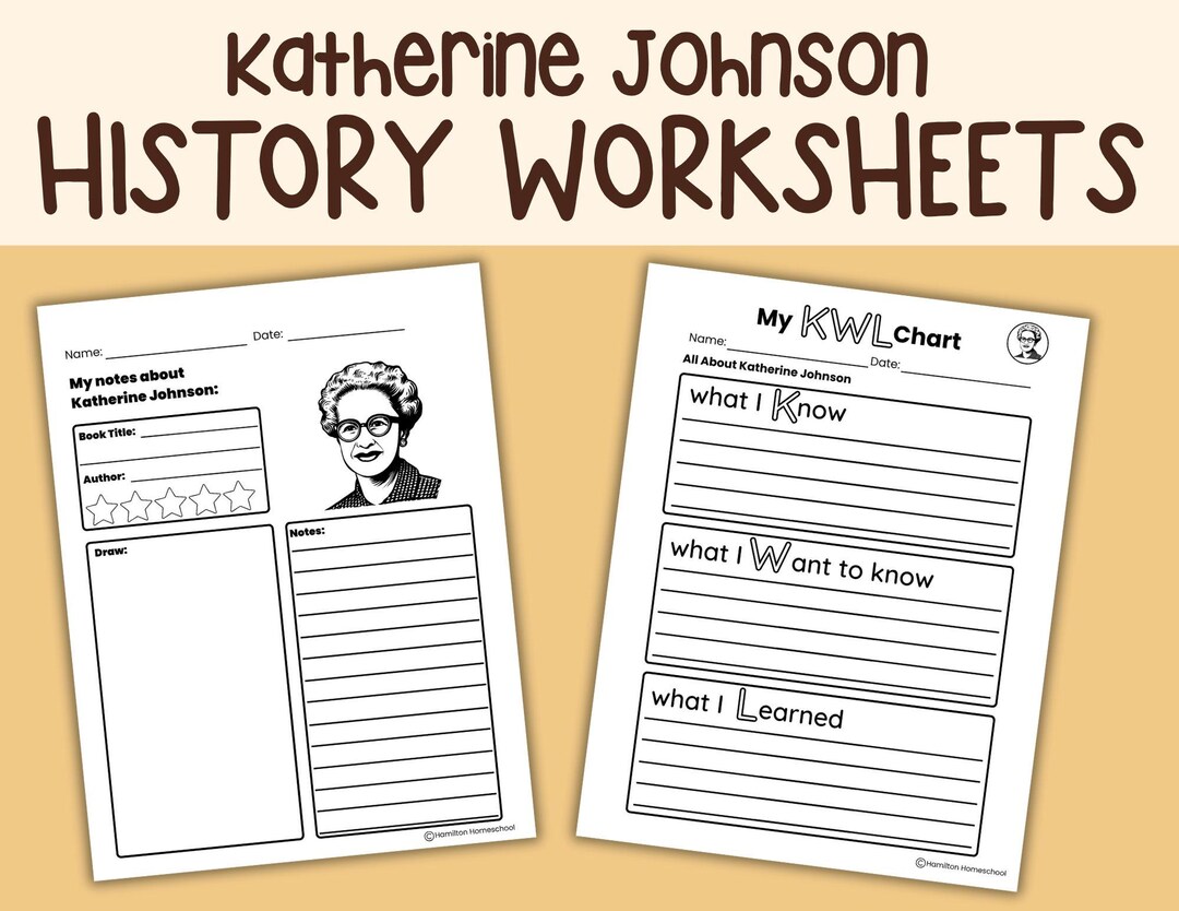 Katherine Johnson Student Note Pages & Worksheets History Homeschool - Etsy