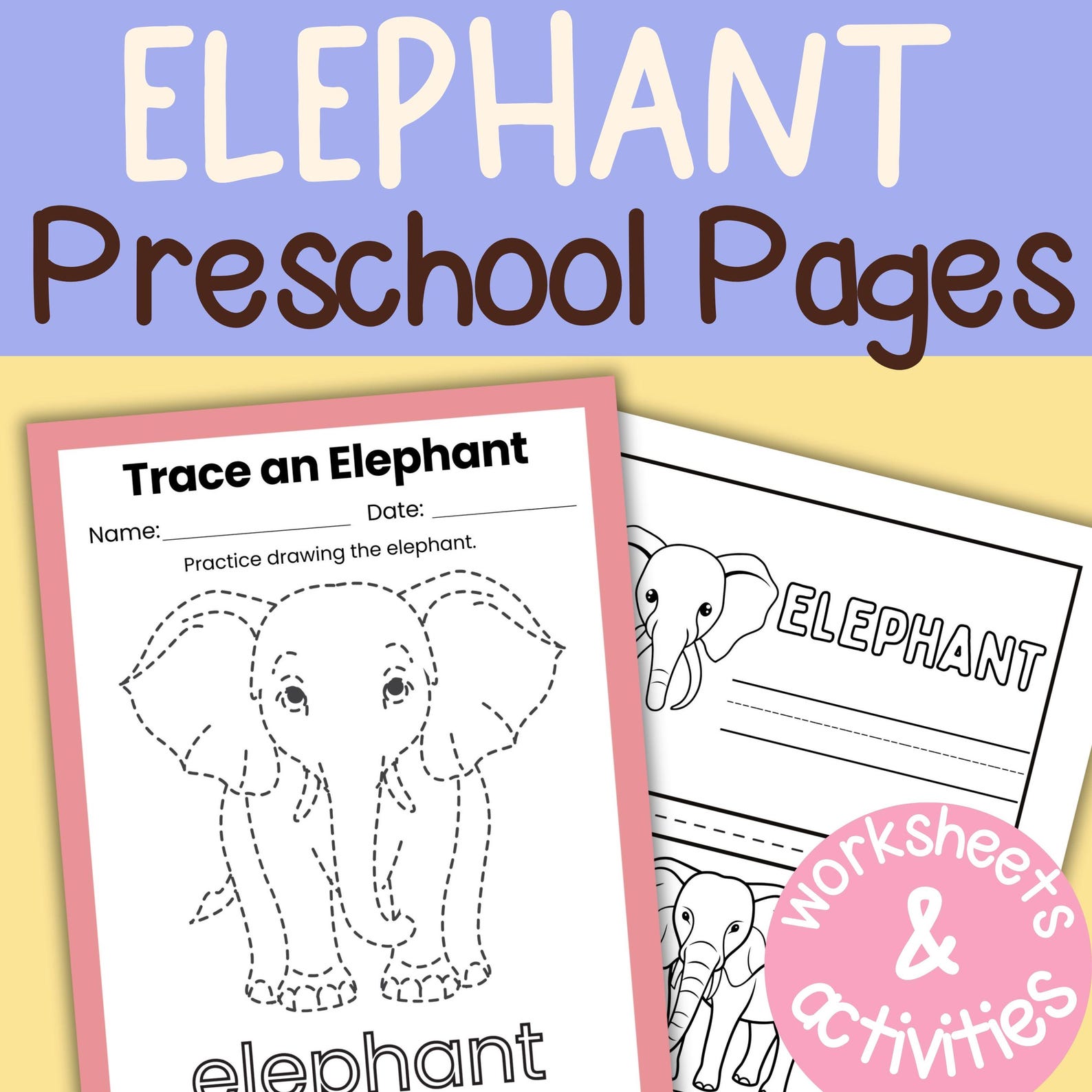 Elephant Preschool Learning Pack: Letter E Week Lesson Plan (PDF ...