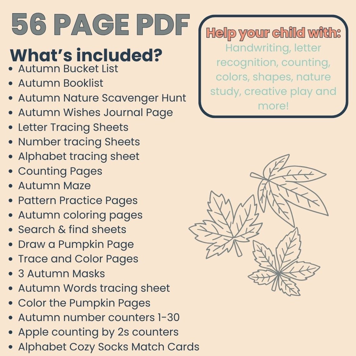 Autumn Preschool Activity Sheets Bundle Fall Time Worksheets Pre-k ...