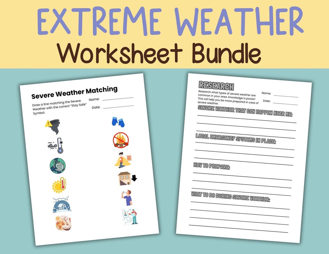 Extreme Weather Homeschool Unit: Severe Weather Worksheets, Visual Aids ...