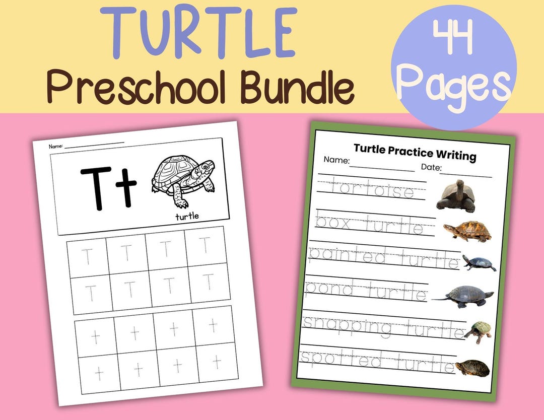 Turtle Preschool Activity Bundle: Letter Tracing, Math, Science (PDF ...
