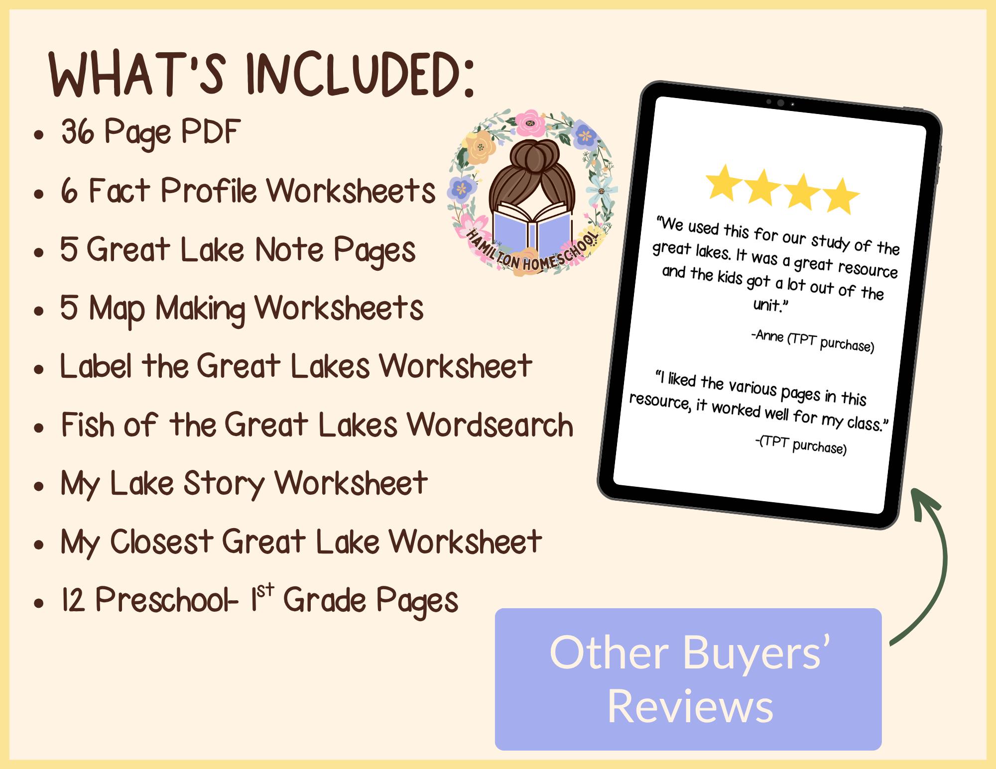 Great Lakes Worksheets and Note Pages North American Great Lakes ...