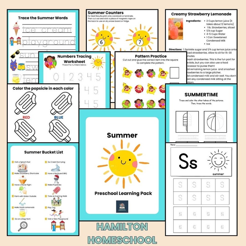 Summer Preschool Worksheet Bundle Pre K Kindergarten Activity Pack ...