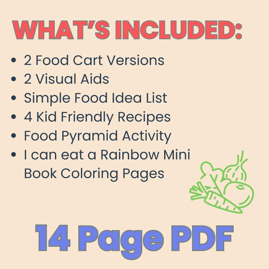 Printable Kids Food Chart Check List Children's Nutrition Tracker Daily ...