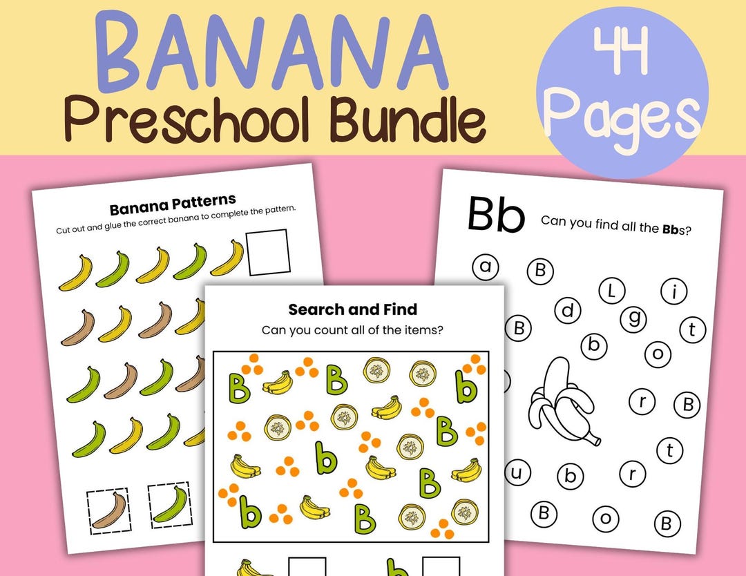 Banana Preschool Activity Pack: Letter B Week Lesson Plan (44 Page PDF ...