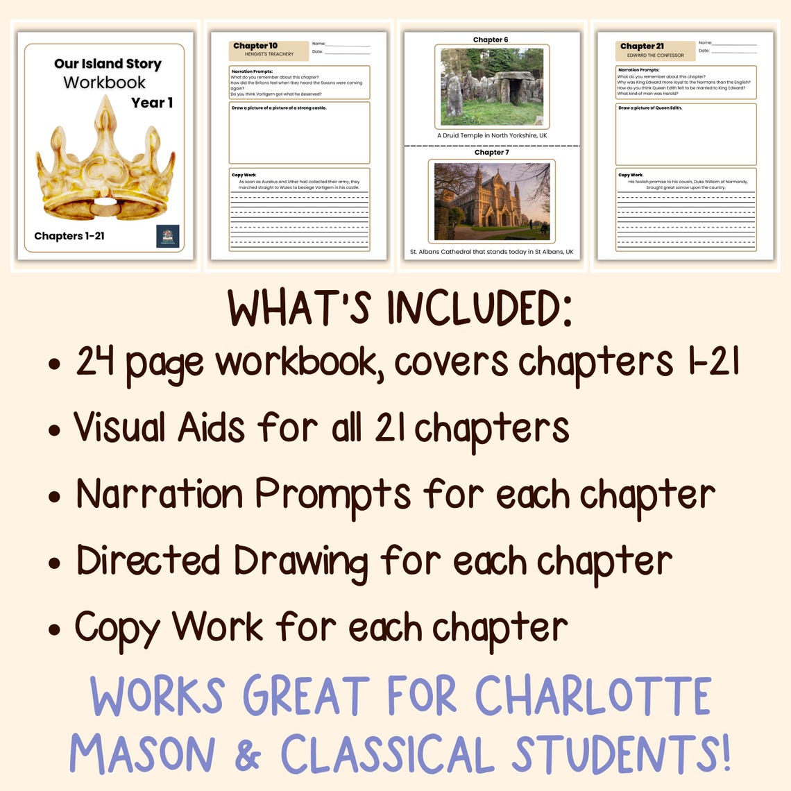 Our Island Story Worksheets: Charlotte Mason Year 1, Copywork & Visual ...