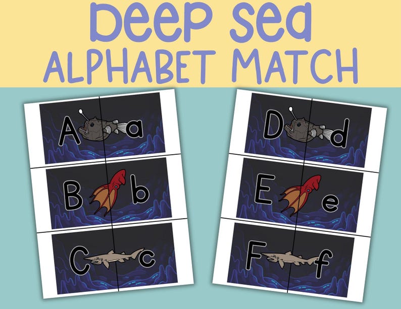 Deep Sea Animal Alphabet Matching Game: ABC Learning Cards Montessori ...