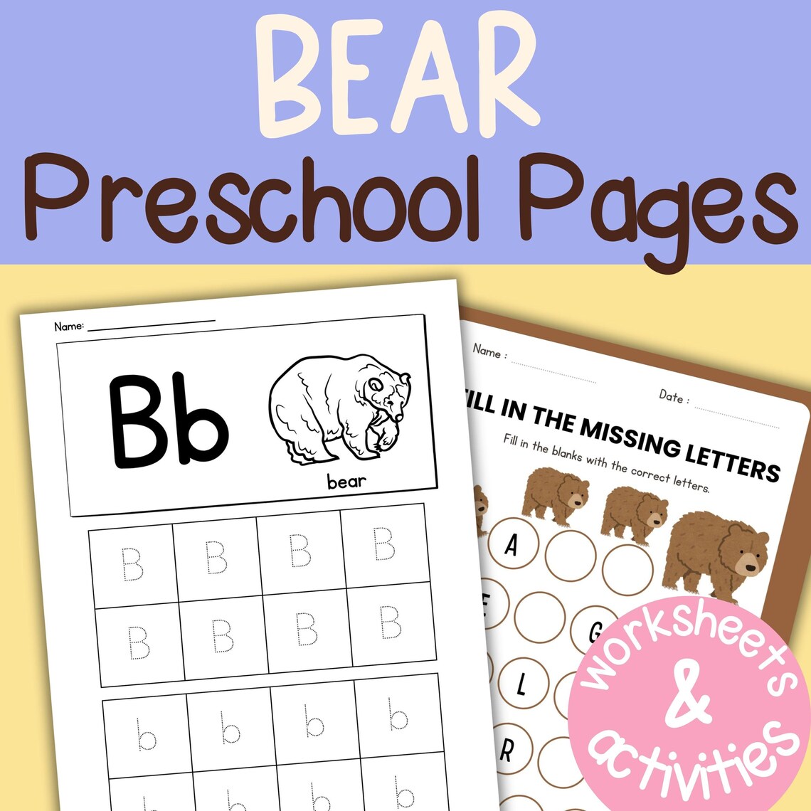 Bear Theme Preschool Activity Pack: Letter B Week Curriculum PDF ...