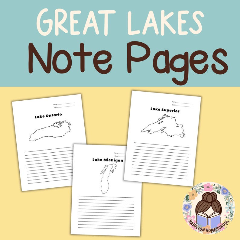 Great Lakes Worksheets and Note Pages North American Great Lakes ...