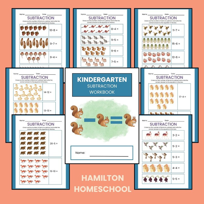 Forest Kindergarten Math Workbook Bundle Numbers Addition Subtraction ...