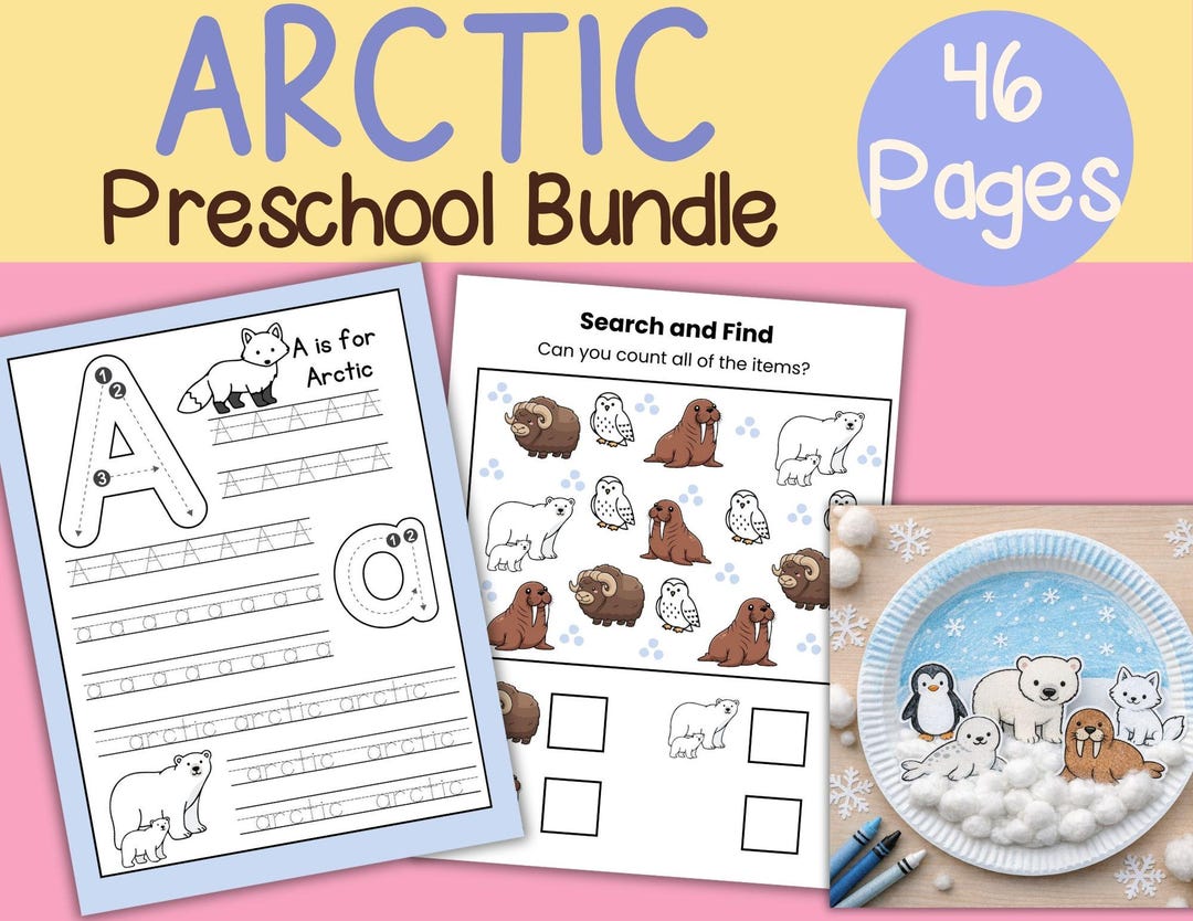 Arctic Animals Preschool Activity Pack: Letter A Week Lesson Plan (46 ...