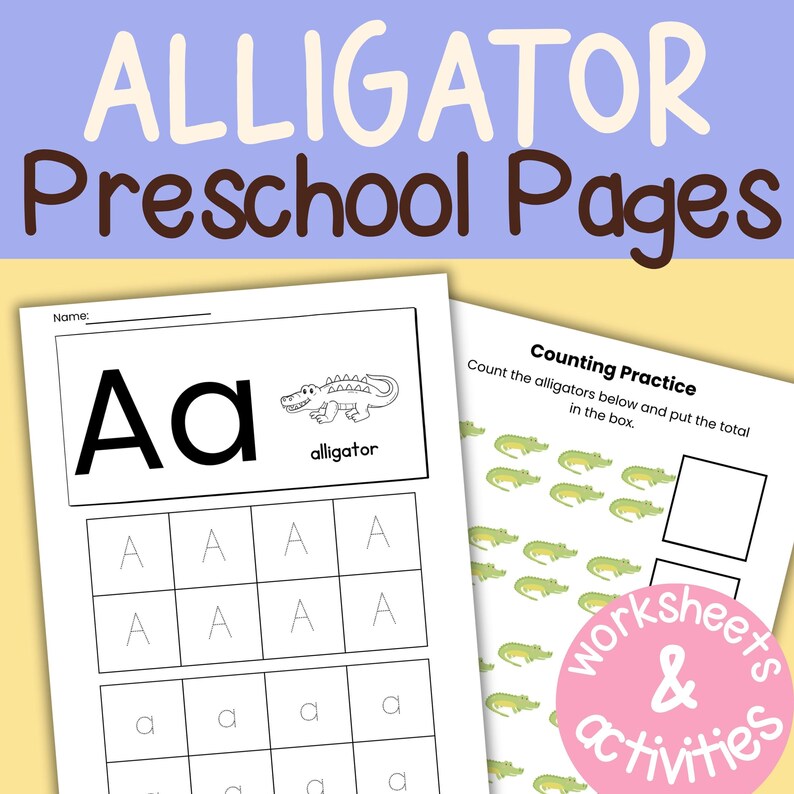 Alligator Preschool Learning Pack: Letter A Activities (37 Page PDF) - Etsy