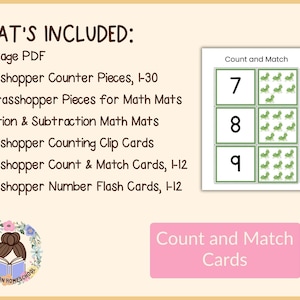 Grasshopper Math Activity Bundle: Preschool Counting Games (PDF ...