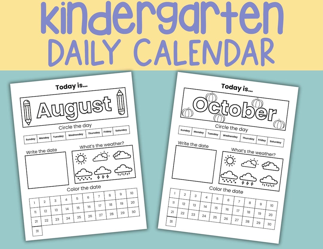 Kindergarten Daily Calendar Worksheet: Preschool Learning, Homeschool ...