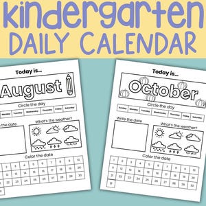 Printable Kindergarten Daily Calendar Worksheets 12 Page Preschool ...