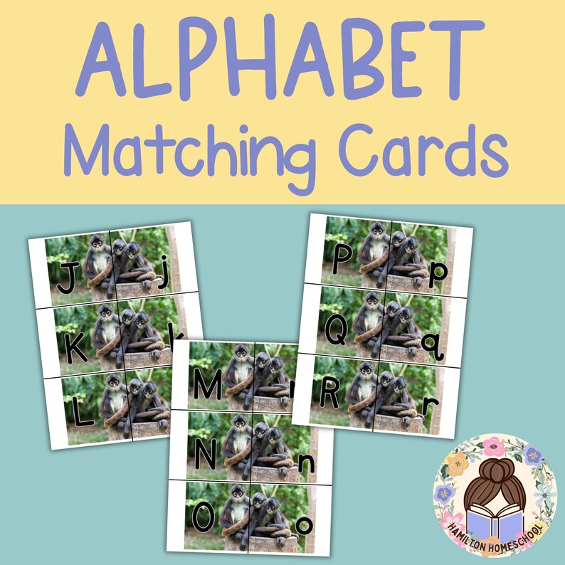 Spider Monkey Alphabet Matching Game: ABC Learning Cards Montessori - Etsy