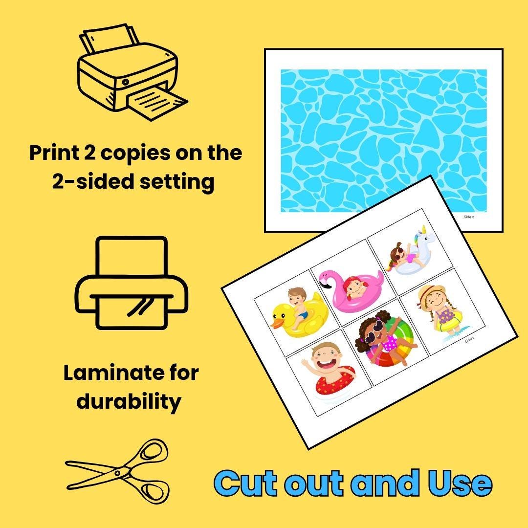 Summer Kids Memory Game Matching Cards Printable Memory Snap - Etsy