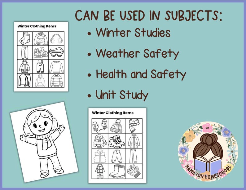 Winter Clothing Activity: Color-in, Cut & Paste File Folder (15 Page ...