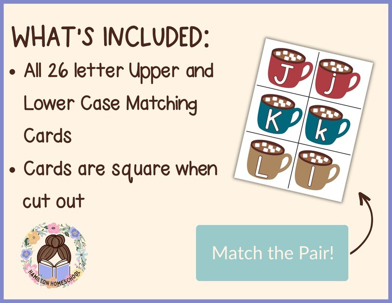 Hot Cocoa Alphabet Matching Game: ABC Learning Cards Winter Hot ...