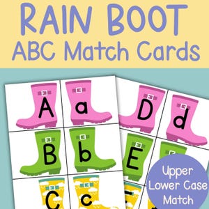 Rain Boot Alphabet Match Game: Spring Preschool Activity (digital ...