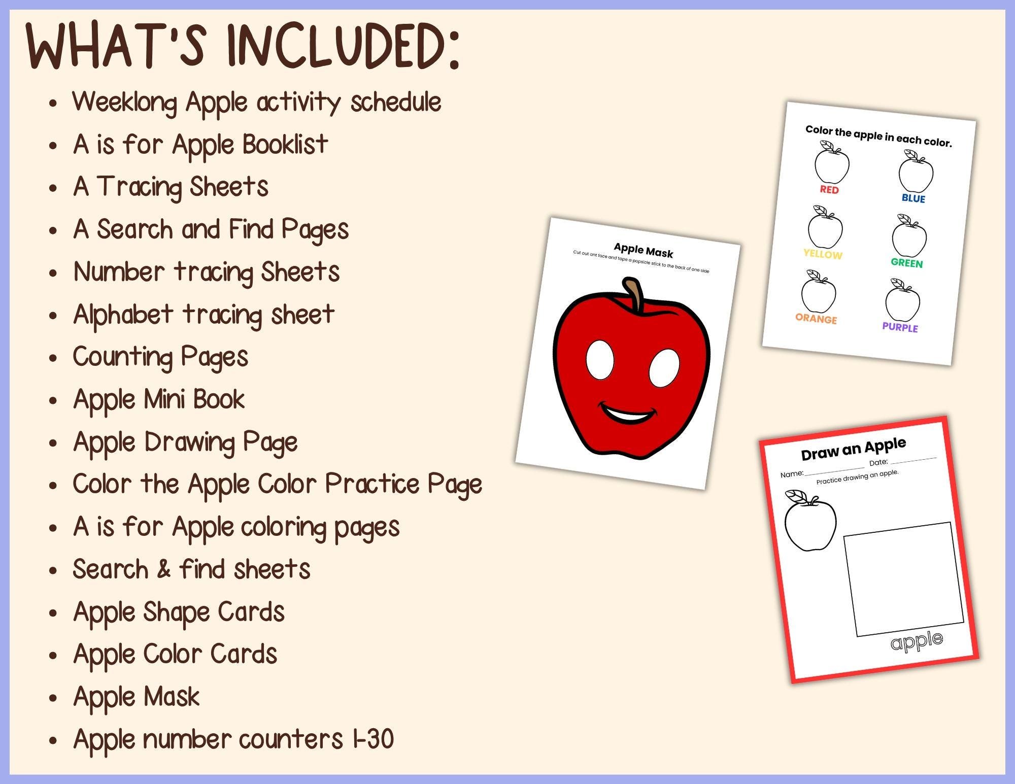 A is for Apple Preschool Worksheet & Activity Bundle Letter A Week ...