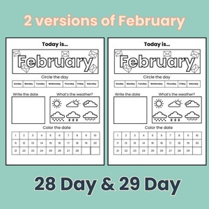 Printable Kindergarten Daily Calendar Worksheets 12 Page Preschool ...