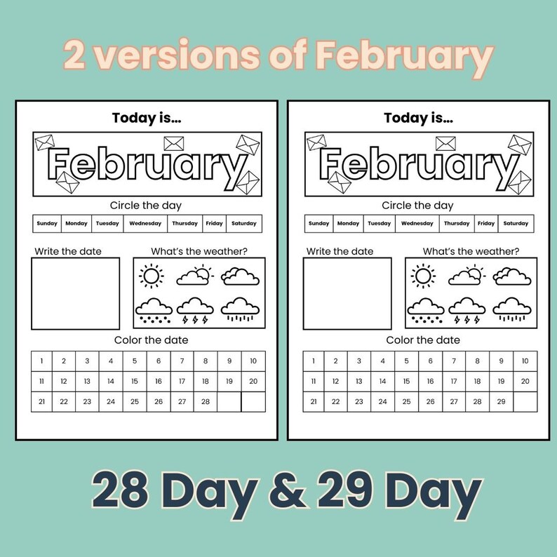 Printable Kindergarten Daily Calendar Worksheets 12 Page Preschool ...