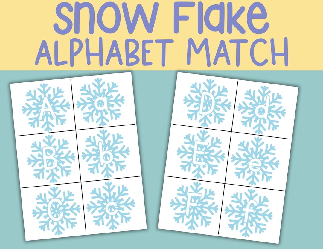 Snow Flake Alphabet Matching Game: ABC Learning Cards - Etsy