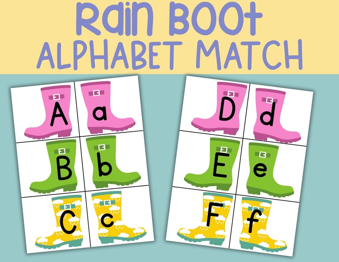 Rain Boot Alphabet Match Game: Spring Preschool Activity (digital ...
