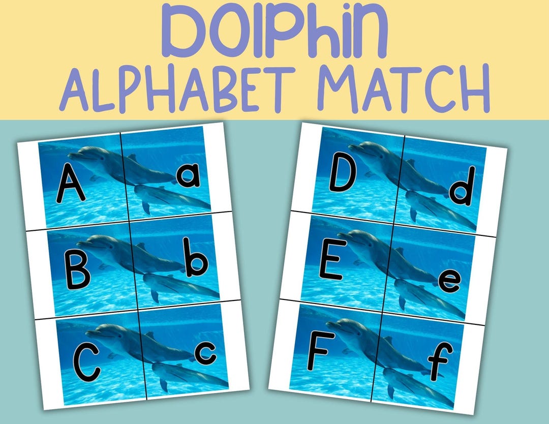 Dolphin Alphabet Match Game Upper and Lower Case Letter Cards ...