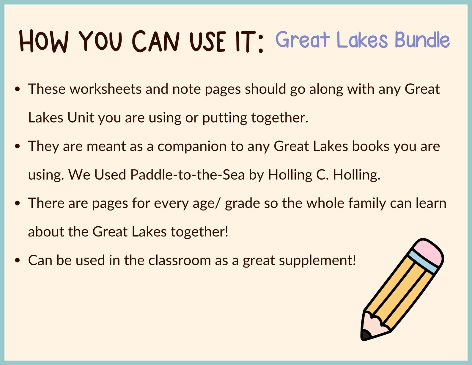 Paddle to the Sea Great Lakes Bundle Paddle Workbook and Great Lakes ...