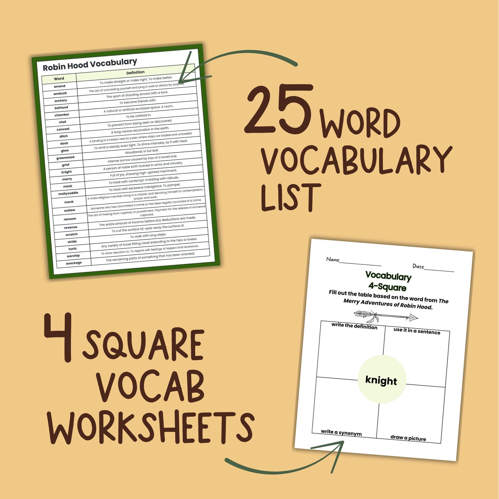 Robin Hood Vocabulary & Coloring Pages Bundle (PDF) - Etsy