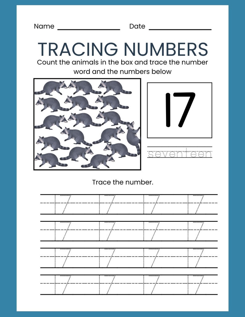 Kindergarten Numbers Workbook Forest Theme Math Counting Activity Book ...