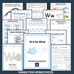 Weather Preschool Activity Sheets Bundle W is for Wind Letter W Week ...