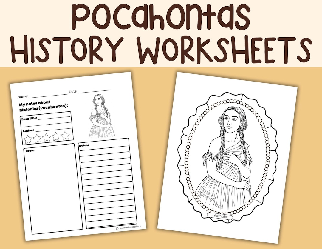 Pocahontas Worksheets and Note Pages Matoaka Homeschool History - Etsy