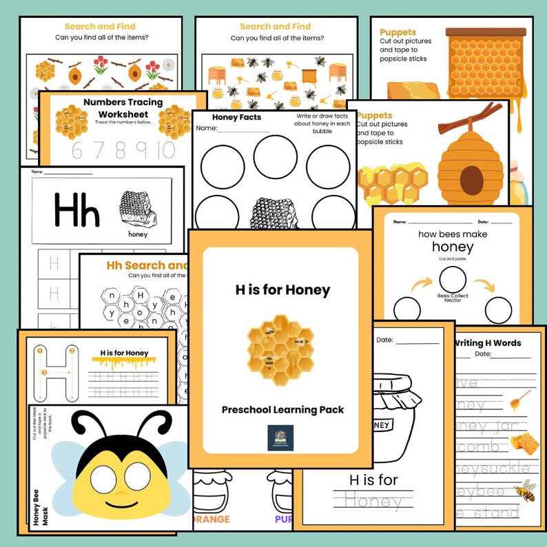 Honey Preschool Activity Sheets Workbook Kindergarten H is for Honey ...