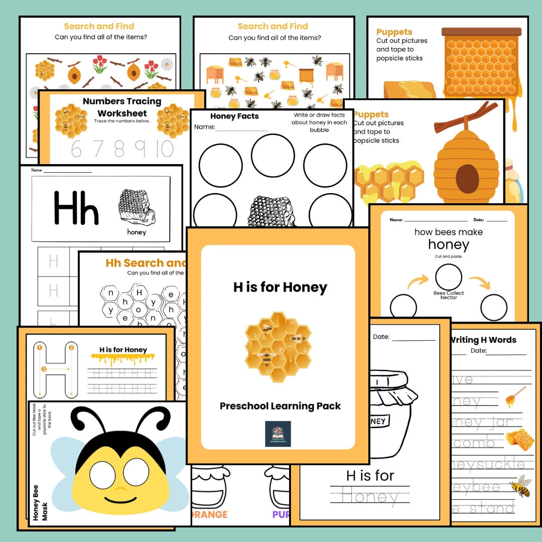 Honey Preschool Activity Sheets Workbook Kindergarten H is for Honey Worksheets Preschool ...