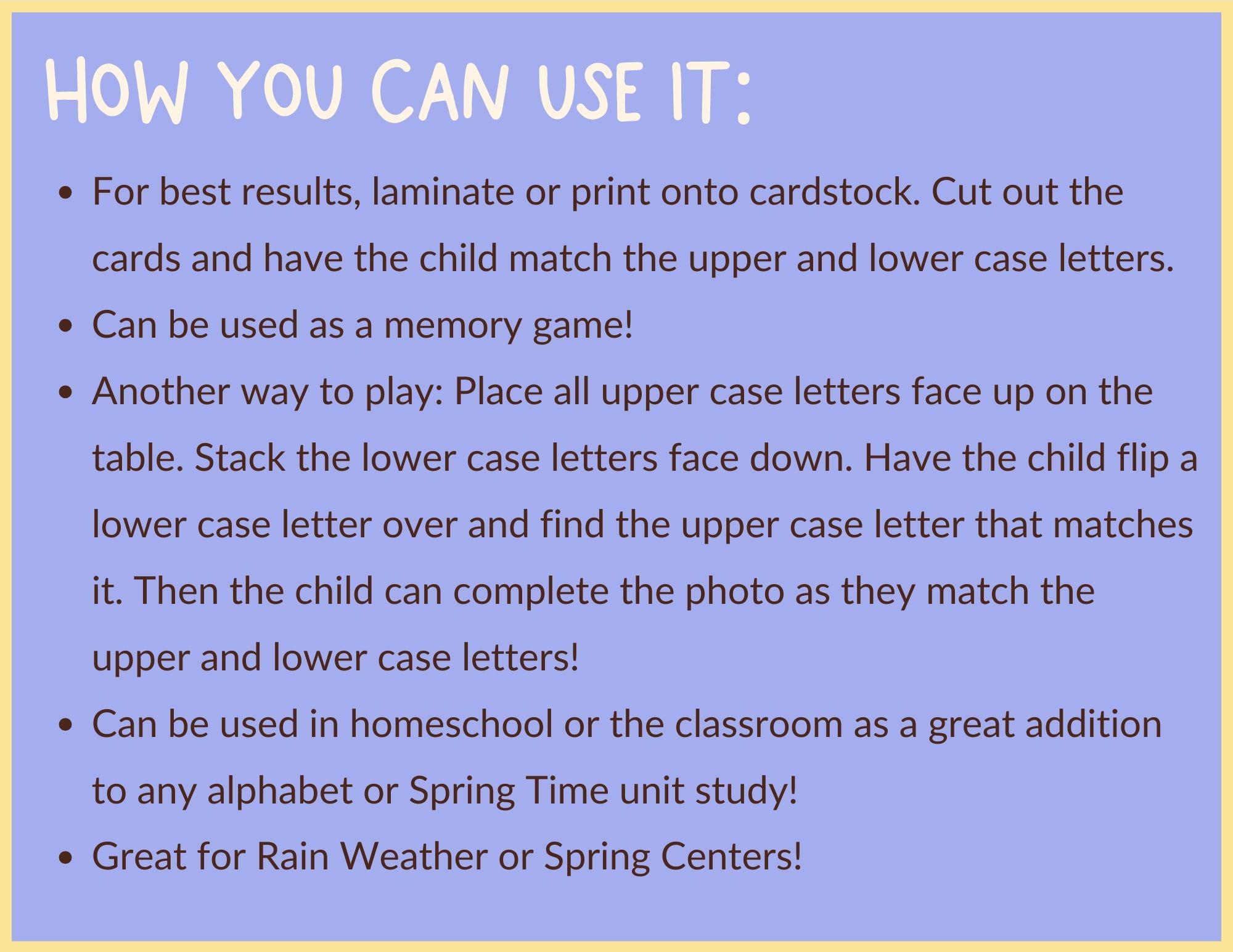 Rain Boot Alphabet Match Game: Spring Preschool Activity (digital ...