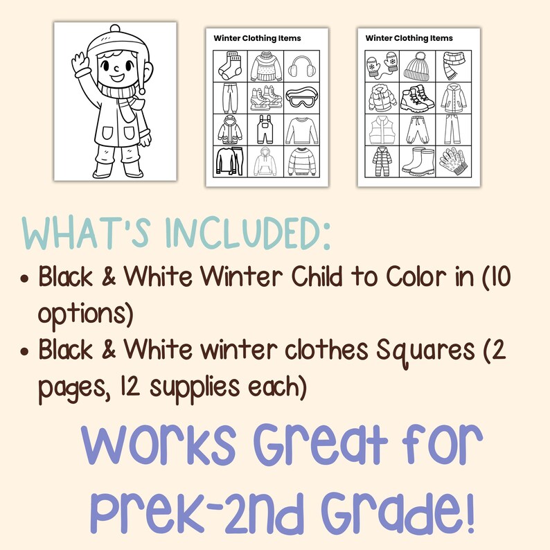 Winter Clothing Activity: Color-in, Cut & Paste File Folder (15 Page ...