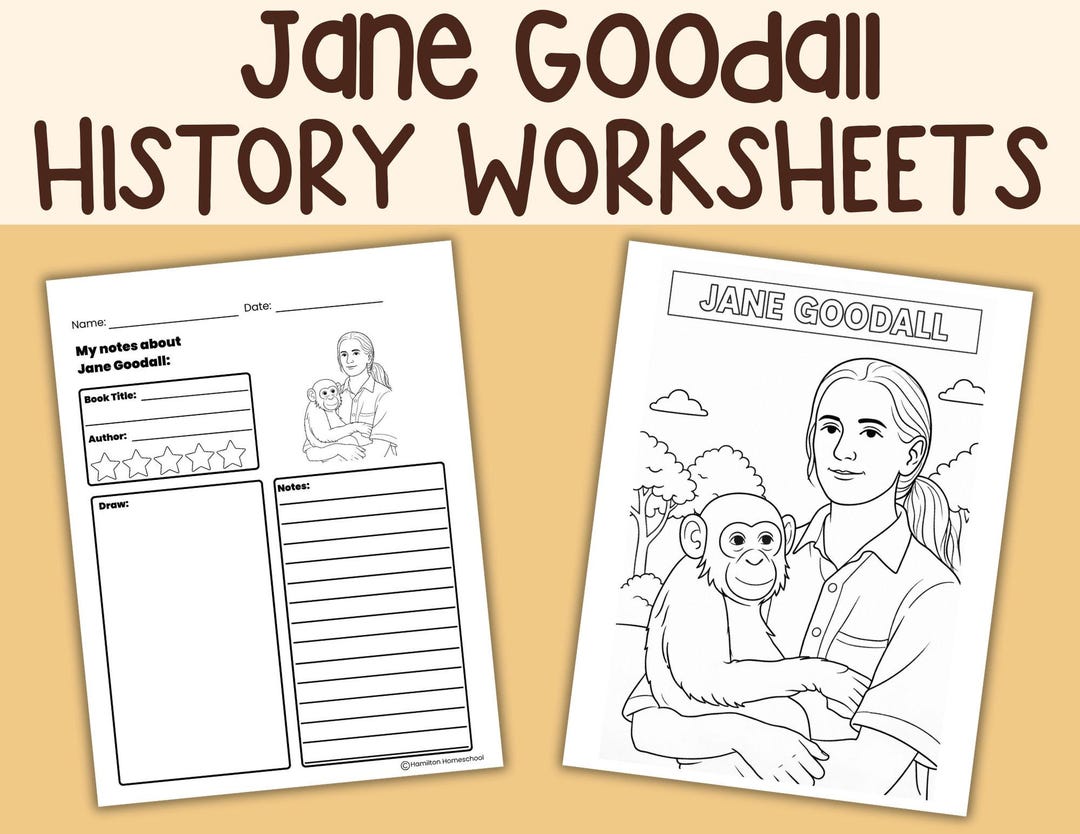 Jane Goodall Worksheets and Note Pages Homeschool History Women's ...
