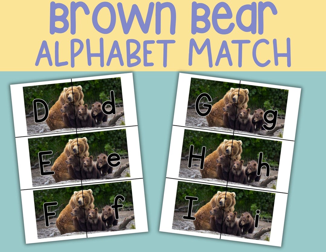 Brown Bear Alphabet Matching Game: ABC Learning Cards Montessori - Etsy